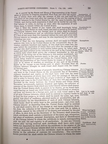 CHINESE EXCLUSION ACT of 1882 – Statutes and Stories