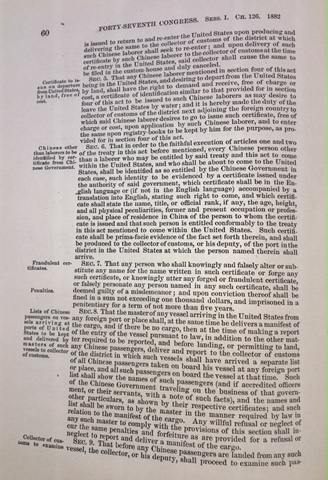 CHINESE EXCLUSION ACT of 1882 – Statutes and Stories