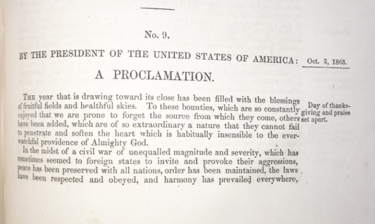 Lincoln’s Thanksgiving Proclamation – Statutes and Stories