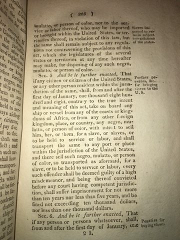 ACT PROHIBITING THE IMPORTATION OF SLAVES OF 1807 – Statutes and Stories