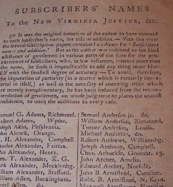 HENING’S NEW VIRGINIA JUSTICE – Statutes and Stories