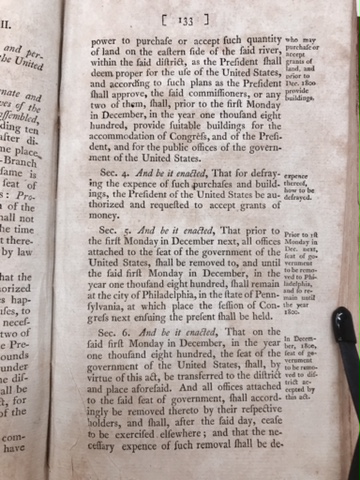 RESIDENCE ACT – COMPROMISE OF 1790 & WASHINGTON DC – Statutes and Stories