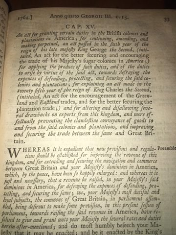 THE SUGAR ACT OF 1764 – Statutes and Stories