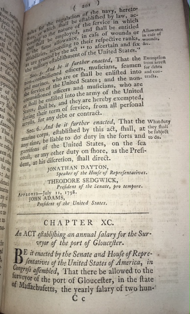 MARINE CORP ACT – July 11, 1798 – Statutes and Stories