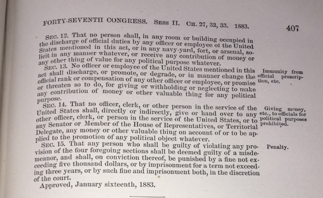PENDLETON CIVIL SERVICE REFORM ACT OF 1883 – Statutes and Stories