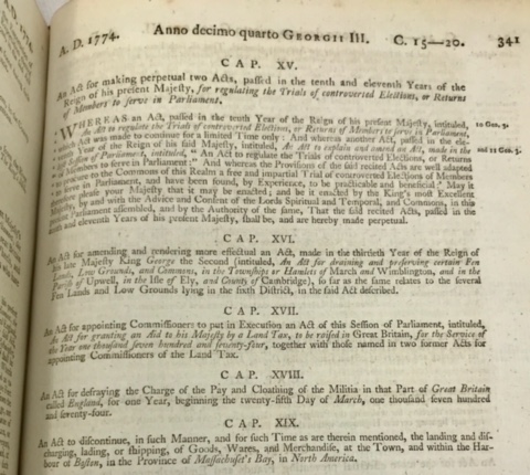BOSTON HARBOR ACT OF 1774 – Statutes and Stories