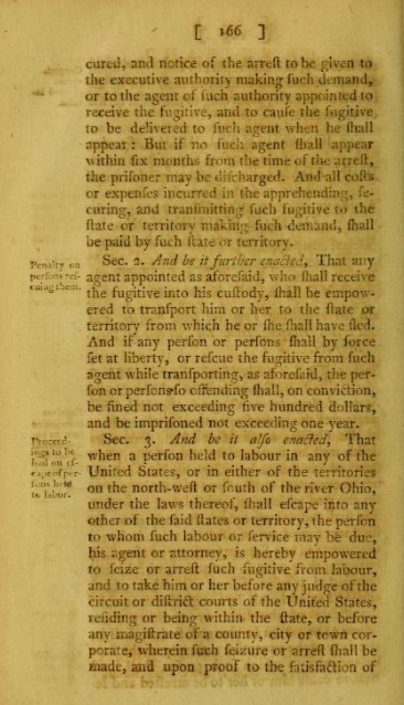 FUGITIVE SLAVE ACT OF 1793 – A constitutionally authorized law that ...