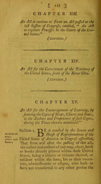 COPYRIGHT ACT OF 1790 (First Copyright Law) – Statutes and Stories