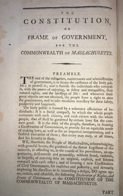 MASSACHUSETTS CONSTITUTION OF 1780 – BLUEPRINT FOR U.S. CONSTITUTION ...