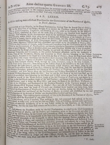 THE QUEBEC ACT OF 1774 – the final Coercive Act that broke the camel’s ...