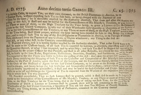Tea Act of 1773 – Statutes and Stories