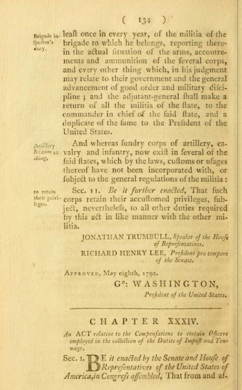 The Militia Acts of 1792 and Presidential Emergency Powers – Statutes ...