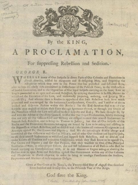 Prohibitory Act of 1775 – Statutes and Stories