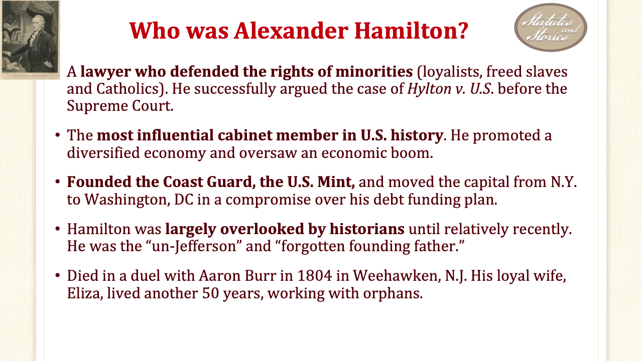 Hamilton’s Legacy in 2020 – Statutes and Stories