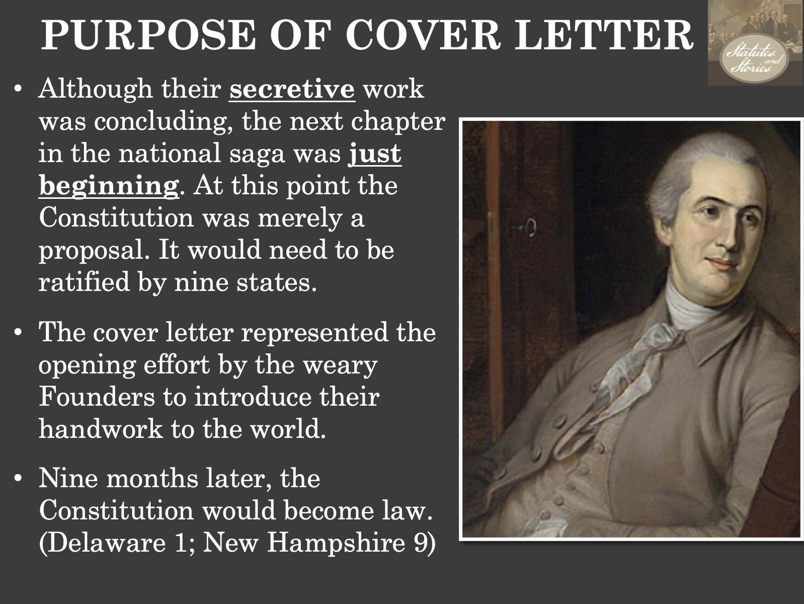 Constitution’s Cover Letter PowerPoint – Statutes and Stories