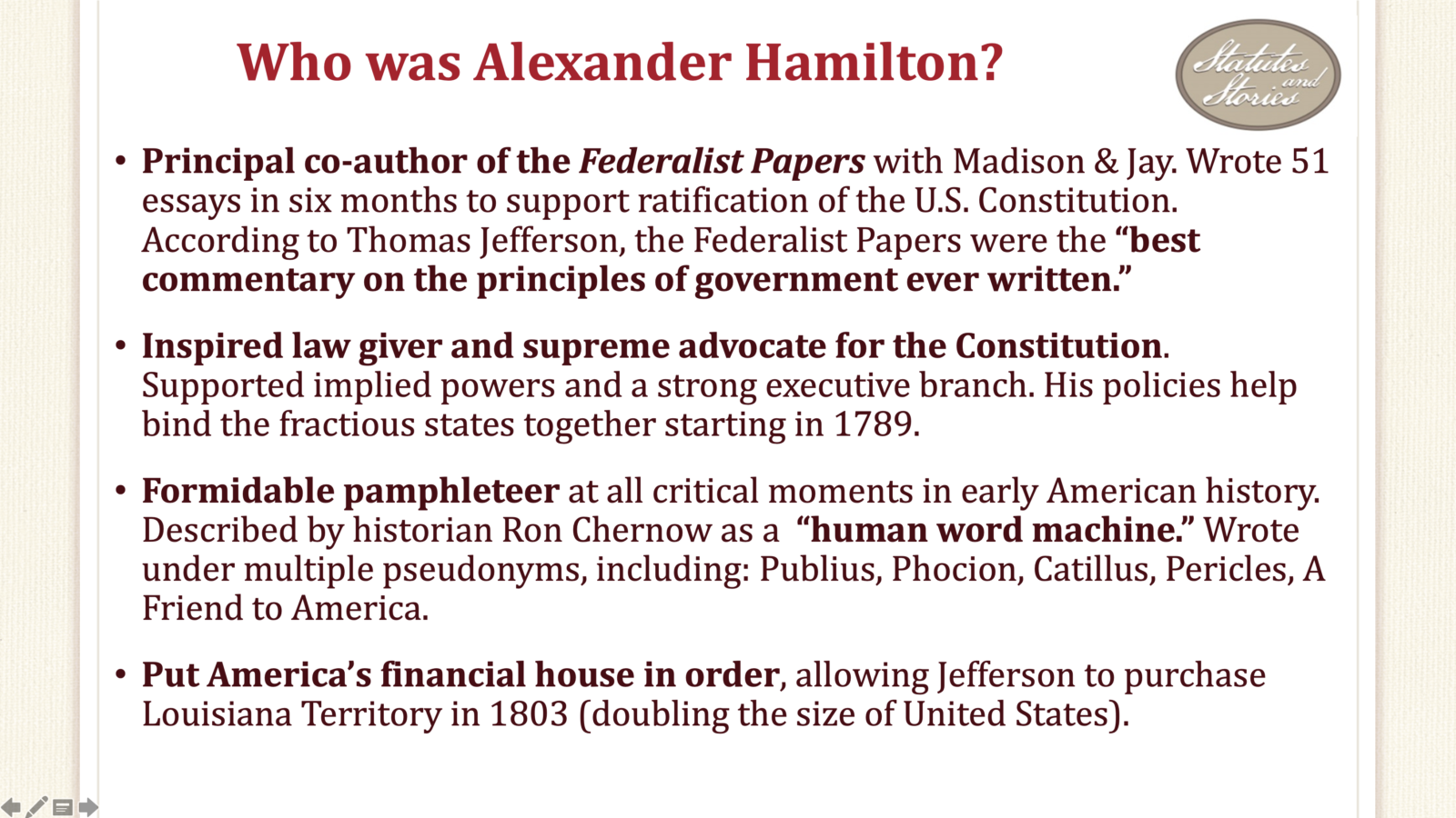HAMILTON MUSICAL POWERPOINT – Statutes and Stories