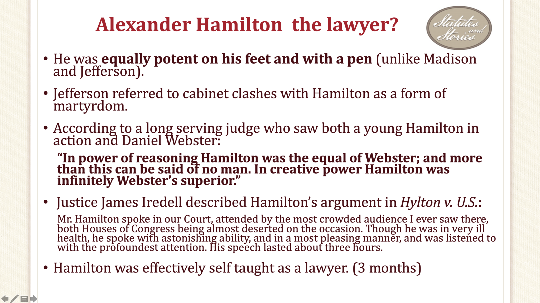 HAMILTON MUSICAL POWERPOINT – Statutes and Stories