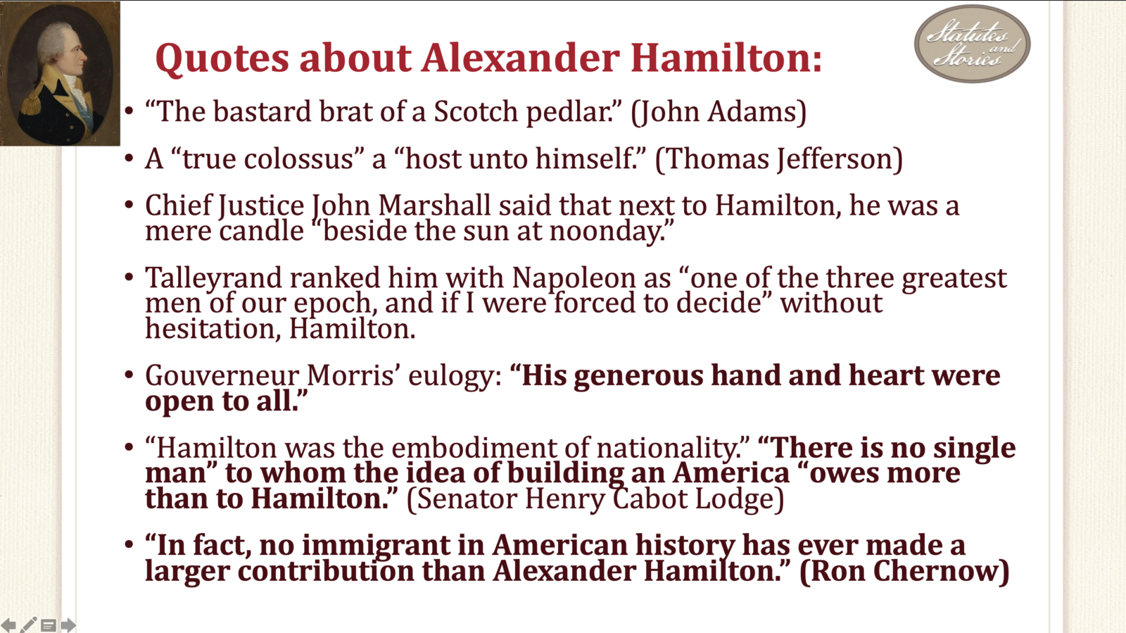 HAMILTON MUSICAL POWERPOINT – Statutes and Stories