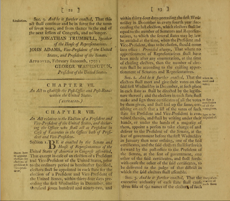 The Presidential Succession Act of 1792 (and the Electoral College ...