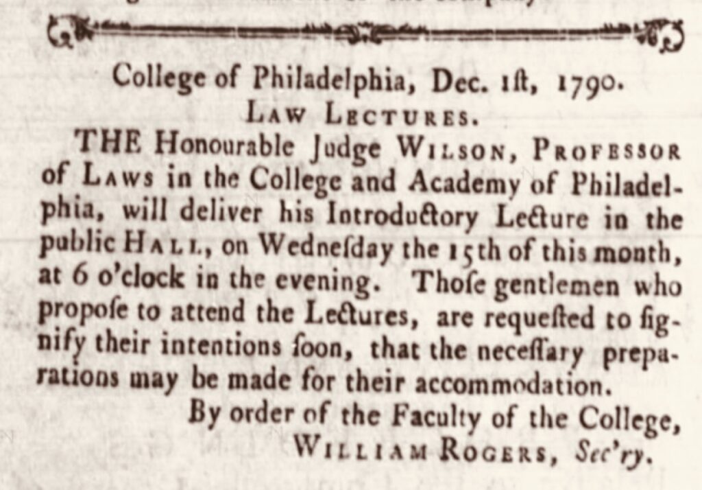 James Wilson’s law lecture to President Washington and Congress ...
